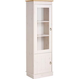 Vitrine Home Affaire, B:46cm H:145cm T:32cm, gelb, Massivholz, Wohnzimmer, Schr&auml;nke, "Indra", aus massiver Kiefer, FSC, 2trg., H&ouml;he 145 cm, dezentes