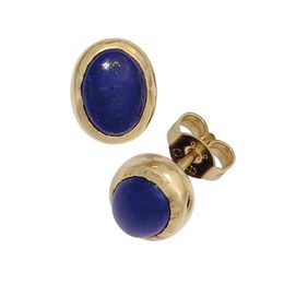 Jobo Damen Paar Ohrstecker "Ovale Ohrringe mit Lapislazuli-Cabochons", Gelbgold 585, gelb, Gelbgold 585, Ohrringe, 585 Gold