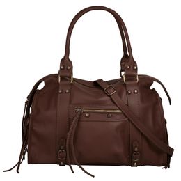 FORTY Damen Shopper, braun, Leder, leicht glänzend, unifarben, Taschen, echt Leder, Made in Italy