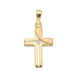 Adelia´s ADELIA ́S Damen Kreuzanhänger "Damen & Herren 333 Gold Kreuz Anhänger mit Zirkonia", Gold, gold, Gold, Schmuckanhänger, mit Zirkonia für Damen & 
