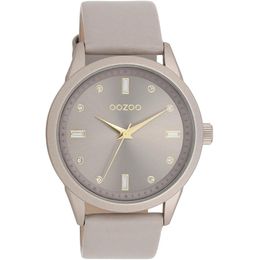 Oozoo Damen Quarzuhr, grau, Armbanduhren, Armbanduhr, Damenuhr, Lederarmband, Zirkonia (synth.)