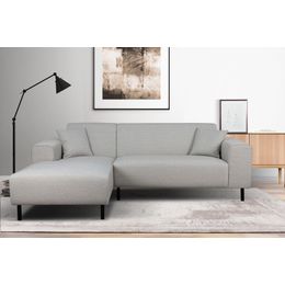 Ecksofa Home Affaire, B:235cm H:81cm T:163cm, grau, 100% Polyester, Wohnzimmer, Sofas, "ARROS L-Form mit Wellenunterfederung, Maße B/T/H: 235/163/81