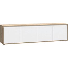 Lowboard FORTE, B:188,3cm H:49,7cm T:42cm, braun, Spanplatte, Wohnzimmer, Sideboards, "TV-Board groß Breite ca 190 cm", grifflose Front, viel Stauraum