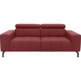 2-Sitzer DOMO collection, B:208cm H:79cm T:104cm, rot, Echtleder, Sofas, "Cunelli zeitlos und elegant, moderne Sitzn&auml;hte als Designelement",