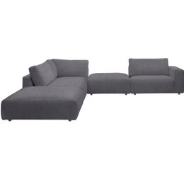 Ecksofa Musterring, B:340cm H:81cm T:346cm, grau, Flachgewebe FLORIS (100% Polyester);Flachgewebe VALMONT (60% Baumwolle/ 40% Leinen);Microfaser
