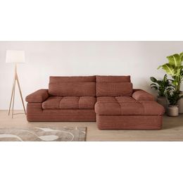 Ecksofa Home Affaire, B:274cm H:106cm T:203cm, orange, 83% Polyester, 17% Nylon, Wohnzimmer, Sofas, "ALVERIE mit Recamiere, moderne Steppung, Ma&szlig;e: