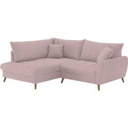 Ecksofa MR. COUCH, B:230cm H:71cm T:190cm, rosa, Stripes (92% Polyester / 8% Nylon), Wohnzimmer, Sofas, "Blackburn II L-Form", Wahlweise mit