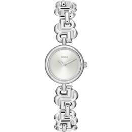 Quarzuhr BOSS "DOUBLE B DRESSY", silber (silberfarben), Armbanduhren, Damen, Armbanduhr, Damenuhr, Edelstahlarmband, analog