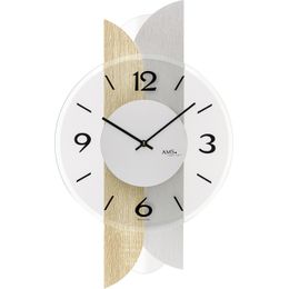AMS Wanduhr "W9667", B/H/L: 27cm x 6cm x 45cm, braun, Wanduhren, Made in Germany,Holz,Wohnzimmer,Esszimmer,Küche,Arbeitszimmer,Flur
