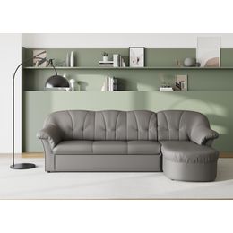 Ecksofa DOMO collection, B:238cm H:82cm T:141cm, grau, 100% Polyester, Wohnzimmer, Sofas, "Pegnitz, elegante Rückensteppung, kompakte Stellmaße