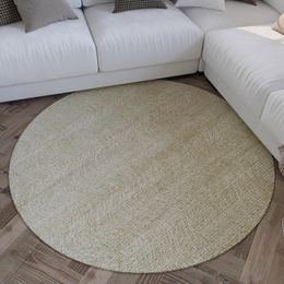 Wollteppich Wecon Home, H:10mm Ø:200cm, beige, Schurwolle, Teppiche, "Hamptons THIRTEEN", Schurwolle, Kurzflor, Wohnzimmer, Schlafzimmer, elegant,