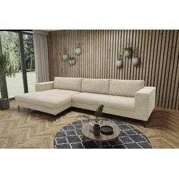 Ecksofa DOMO collection, B:329cm H:83cm T:173cm, beige, 100% Polyester, Wohnzimmer, Sofas, "Modica, zeitlos und elegant, L-Form", moderne Optik mit