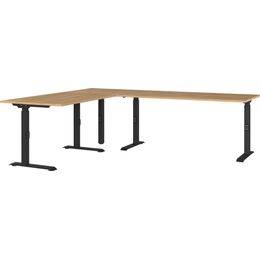 Eckschreibtisch Germania, B:240cm H:91cm T:200cm, schwarz, Büro, Tische, "GW-Agenda", höhenverstellbar, verfügbar in verschiedenen Maßen