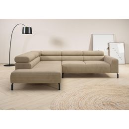 Ecksofa Places of Style, B:276cm H:71cm T:219cm, beige, 95% Polyester, 5% Nylon, Wohnzimmer, Sofas, "Antonelli, L-Form, inkl. Kopfteilverstellung,