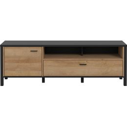 Lowboard FORTE, B:151,3cm H:49,9cm T:40,2cm, schwarz, Dekorfolie, FSC-zertifizierter Holzwerkstoff, Wohnzimmer, Sideboards, "High Rock", TV-Schrank,