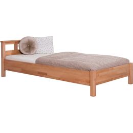 Massivholzbett Ticaa, B:117,6cm, beige, Betten, "Merci", Doppelbett, aus Buche Massivholz, inkl. Rollrost