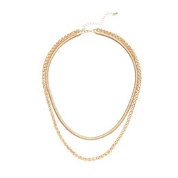 Lascana Damen Collier "Layerkette", gold, Metall, Halsketten, 2 reihige Halskette, Schlangenkette und Zopfkette in Layer Optik