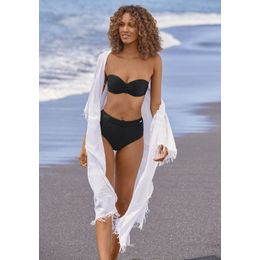 Sunseeker Damen Highwaist-Bikini-Hose "Loretta", schwarz, Gr. 38, Strukturmuster, unifarben, Polyamid, Badehosen, mit Zierg&uuml;rtel