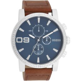 Oozoo Herren Quarzuhr, braun, Armbanduhren, Armbanduhr, Herrenuhr, Lederarmband, Chrono-Look