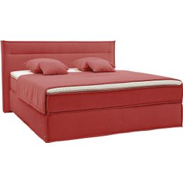 Boxspringbett Musterring, B:200cm L:215cm, rot, Komplettbetten, "JustB SC100", schwebende Optik, inklusive Topper, verschiedene Farben, 180 x 200 cm