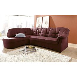 Ecksofa DOMO collection, B:241cm H:84cm T:178cm, rot, Kunstleder SOFTLUX;Luxus-Microfaser (100% Polyester);Struktur ( 90% Polyester, 10%