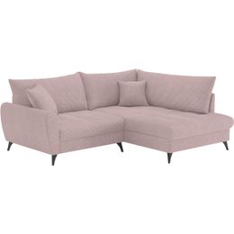 Ecksofa MR. COUCH, B:230cm H:71cm T:190cm, rosa, Stripes (92% Polyester / 8% Nylon), Wohnzimmer, Sofas, "Blackburn II L-Form", Wahlweise mit