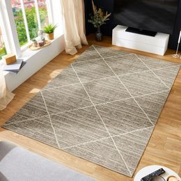 Teppich LUXOR living, B:160cm H:7mm L:230cm, grau, Obermaterial: 60% Baumwolle, 30% Polyester, 10% Viskose, Wohnzimmer, Teppiche, "Crosby", Rauten