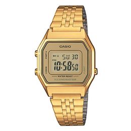 CASIO VINTAGE Damen Chronograph, gold, Armbanduhren, Quarzuhr, Armbanduhr, Damenuhr, Digitaluhr, Edelstahlarmband