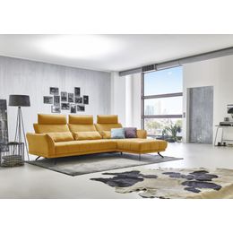 Ecksofa DIE PLANBAR, B:285cm H:84cm T:178cm, gelb, 100% Polyester, Wohnzimmer, Sofas, "MP-IN20041 L-Form", optional Sitztiefenverstellung und