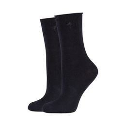 JOOP! JOOP Damen Socken "Socken 2er Pack", Gr. 39, schwarz, 70% Viskose, 28% Polyamid, 2% Elasthan, bestickt, Socken
