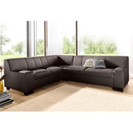 Ecksofa DOMO collection, B:247cm H:77cm T:212cm, braun, Wohnzimmer, Sofas, "Norma Top, elegant und modern, flache Armlehnen, L-Form", wahlweise mit