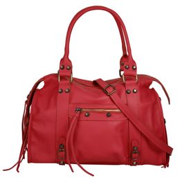 FORTY Damen Shopper, rot, Leder, leicht glänzend, unifarben, Taschen, echt Leder, Made in Italy