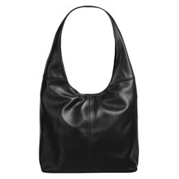 Pike PIKÉ Damen Shopper, schwarz, Leder, beschichtet, glänzend, Taschen, echt Leder, Made in Italy