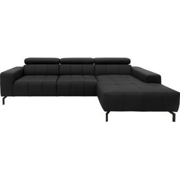 Ecksofa DOMO collection, B:292cm H:79cm T:175cm, schwarz, Lederlook;100% Polyurethan, Wohnzimmer, Sofas, "Cunelli tolle Sitznähte als Designelement,