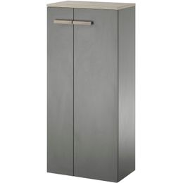 Midischrank Places of Style, B:51cm H:115cm T:30cm, grau, Badezimmer, Schränke, "SOLiD, Badschrank im modernen Design, Schrank mit Holzgriffen", in