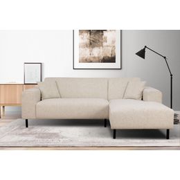 Ecksofa Home Affaire, B:235cm H:81cm T:163cm, beige, 100% Polyester, Wohnzimmer, Sofas, "ARROS L-Form mit Wellenunterfederung, Maße B/T/H: 235/163/81