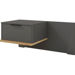 Nachtschrank Musterring, B:90cm H:43cm T:47cm, grau, Holzwerkstoff, Schränke, "Isabelle", verschiedene Farben, Unterboden in Eiche, Maße B50/90 x H43