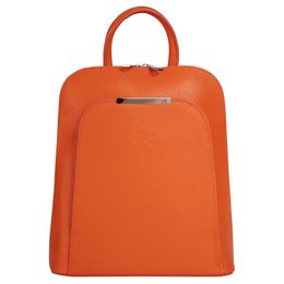 CLUTY Cityrucksack, orange, Leder, Rindsleder, Strukturmuster, Rucksäcke, echt Leder, Made in Italy