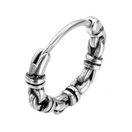 Firetti Herren Single-Creole "Schmuck Geschenk Ohrschmuck einzeln Bali Style", 16,2mm, Edelstahl, schwarz, Edelstahl, Ohrringe