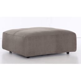 Hocker Musterring, B:120cm H:43cm T:120cm, braun, Flachgewebe VALMONT (60% Baumwolle/40% Leinen);Leder PURO, pigmentiertes Leder;Microfaser CRONA