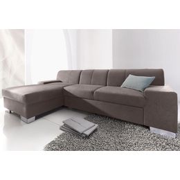 Ecksofa DOMO collection, B:248cm H:74cm T:150cm, grau, Softlux-Kunstleder;Primabelle-Microfaser;Struktur (90% Polyester und 10% Polyacryl),
