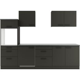 K&uuml;chenzeile Optifit, B:270cm T:60cm, grau, Komplettk&uuml;chen-Sets, "Palma", Breite 270 cm, wahlweise mit E-Ger&auml;ten, seitenverkehrt stellbar