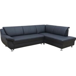 Ecksofa DOMO collection, B:254cm H:80cm T:186cm, schwarz, Kunstleder SOFTLUX;Struktur ( 100% Polyester), Wohnzimmer, Sofas, "Pilar, elegant und