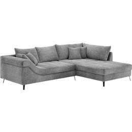 Ecksofa MR. COUCH, B:317cm H:98cm T:228cm, grau, Dolce (100% Polyester), Wohnzimmer, Sofas, "Portofino L-Form", 4 Bezugsqualitäten, 13,5 cm hohe