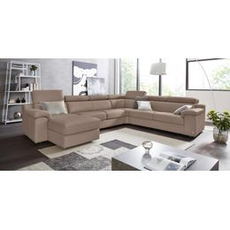 Wohnlandschaft Calia italia, B:360cm H:98cm T:286cm, grau, Sofas, "CS_Mambo, U-Form, Familiensofa, bequem und zeitlos", in Leder, inklusive