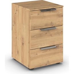 Nachtkommode Rauch, B:40cm H:61cm T:42cm, braun, Holzwerkstoff, Sideboards, "Nachttisch Nachtschrank Nachtkonsole FLIPP", mit 3 Schubladen und