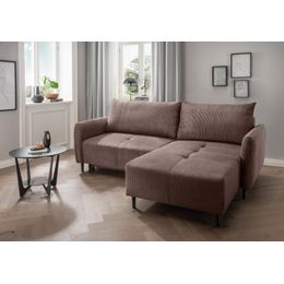 Ecksofa Inosign, B:238cm T:174cm, grau, 100% Polyester, Wohnzimmer, Sofas, "Mara, L-Form, aktueller Cord Bezug und tolle Farben, schmale Armlehnen",
