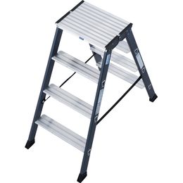 Krause Doppelleiter "SePro D", B/H/L: 46cm x 25cm x 95cm, grau, Leitern, Alu eloxiert, 2x4 Stufen, Arbeitsh&ouml;e ca. 241 cm