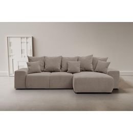 Ecksofa WERK2, B:300cm H:76cm T:150cm, braun, 92% Polyester, 8% Nylon, Wohnzimmer, Sofas, "Riwa, modernes Sofa zum Kuscheln und Entspannen, Breite