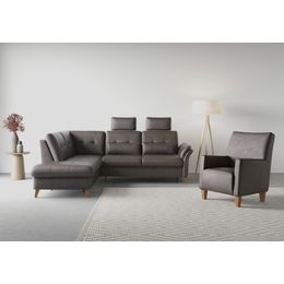 Sit & More Ecksofa SIT & MORE, B:250cm H:90cm T:226cm, braun, Wohnzimmer, Sofas, "Göteborg", inkl. Sitztiefenverstellung, wahlweise mit Bettfunktion & Bettkasten
